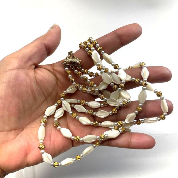Lobe | Jewelry | Vintage Mop Shell Beaded Multi Layered Necklace ...